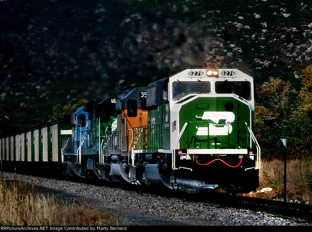 BN 9276, UP 3535, BN 5529, EMDX 9096